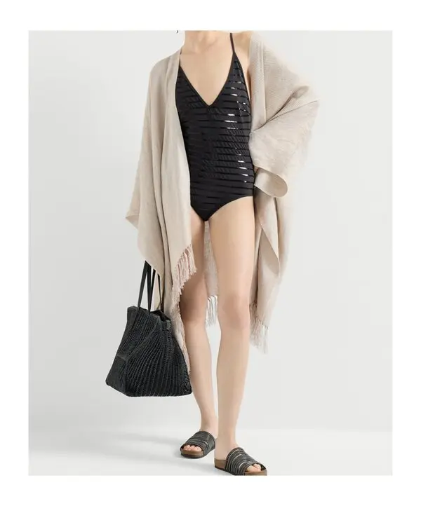 Brunello Cucinelli V-neck Swimsuit With Adjustable Straps