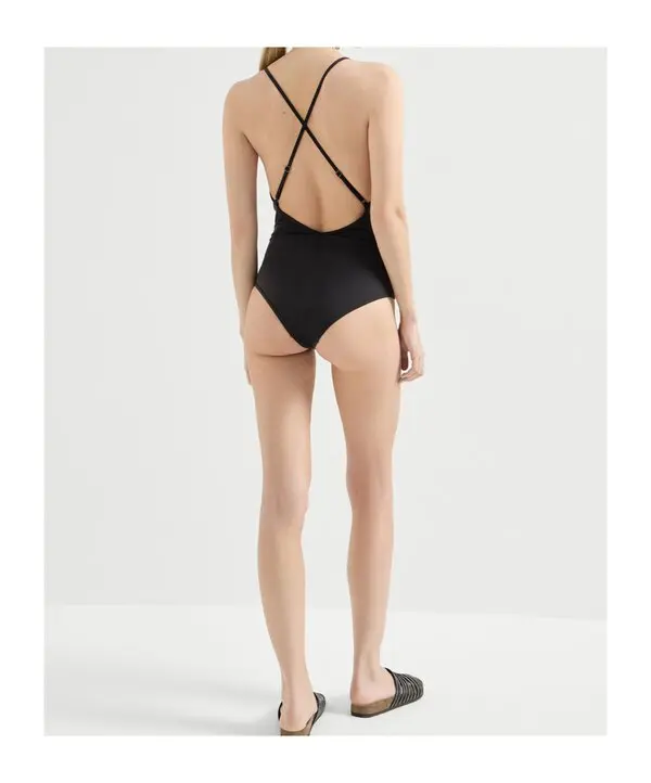 Brunello Cucinelli V-neck Swimsuit With Adjustable Straps