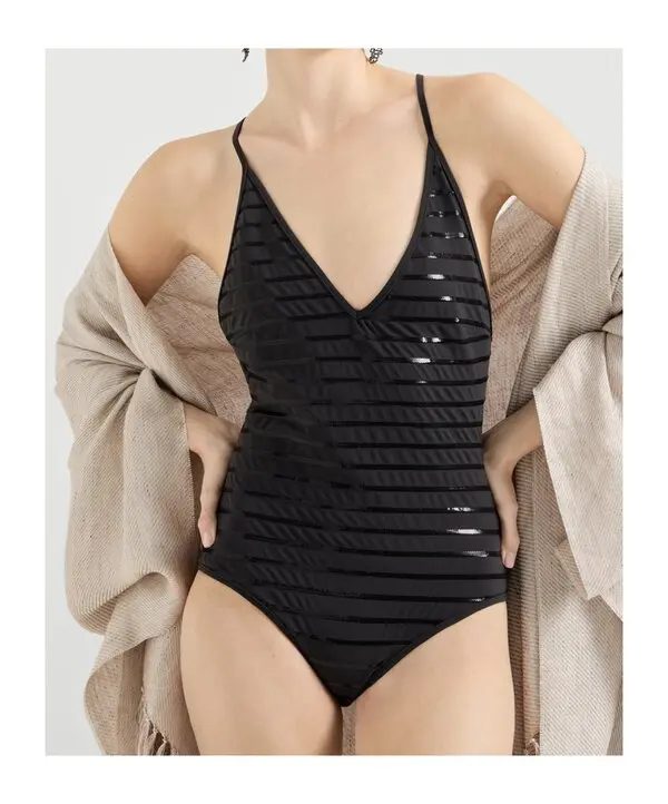 Brunello Cucinelli V-neck Swimsuit With Adjustable Straps