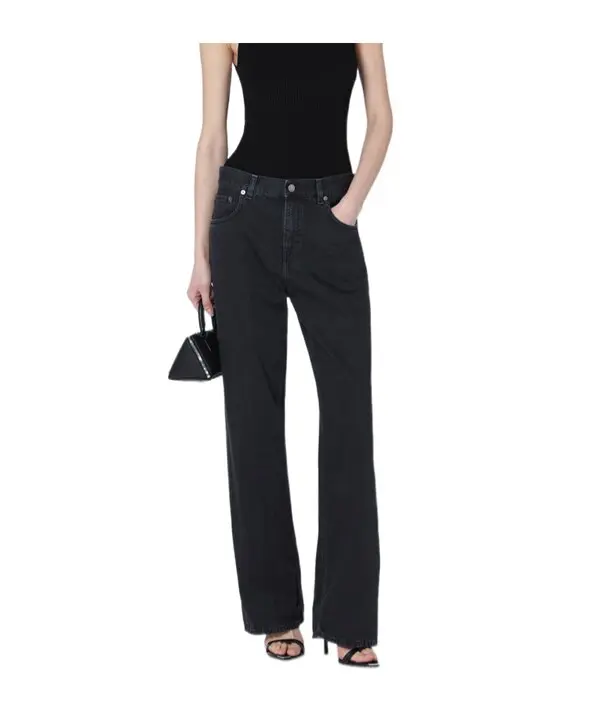 HAIKURE Belt Loop Wide-leg Jeans - Black