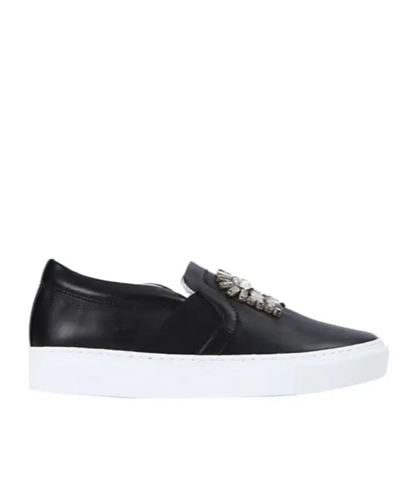 LANVIN Embellished Leather Slip-on Sneakers