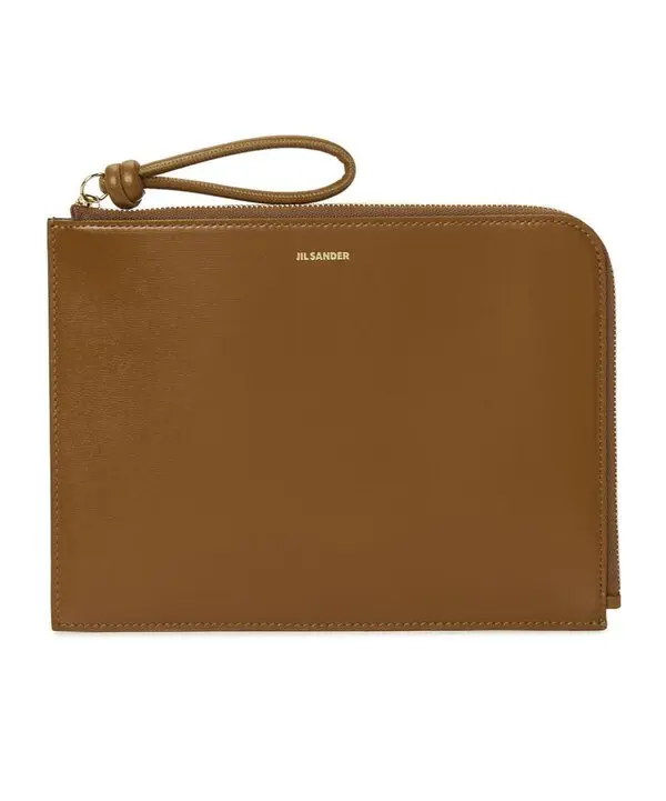 JIL SANDER Zipper Clutch With Knotted Handle