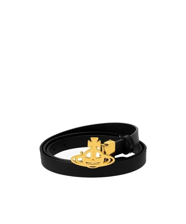 VIVIENNE WESTWOOD Adjustable Waist Belt With Gold Tone Orb Buckle