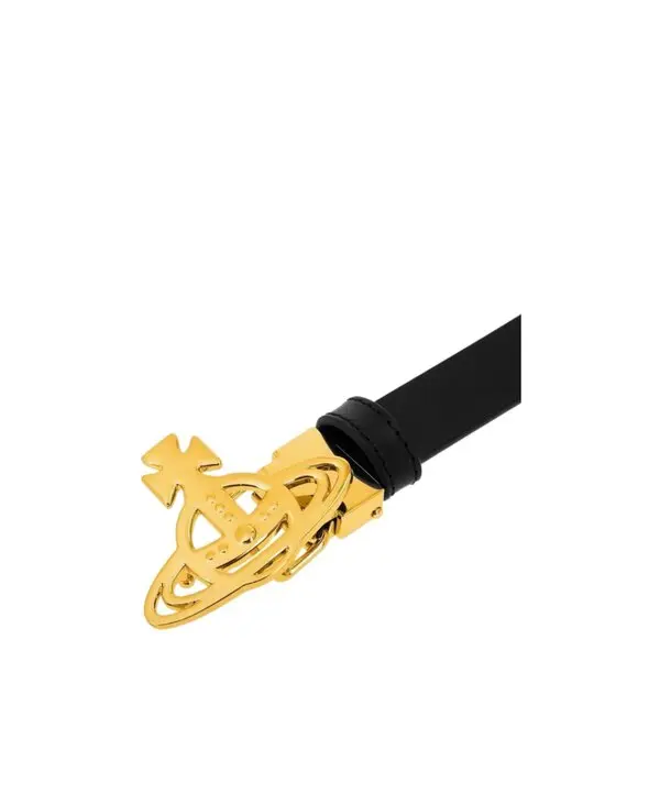 VIVIENNE WESTWOOD Adjustable Waist Belt With Gold Tone Orb Buckle