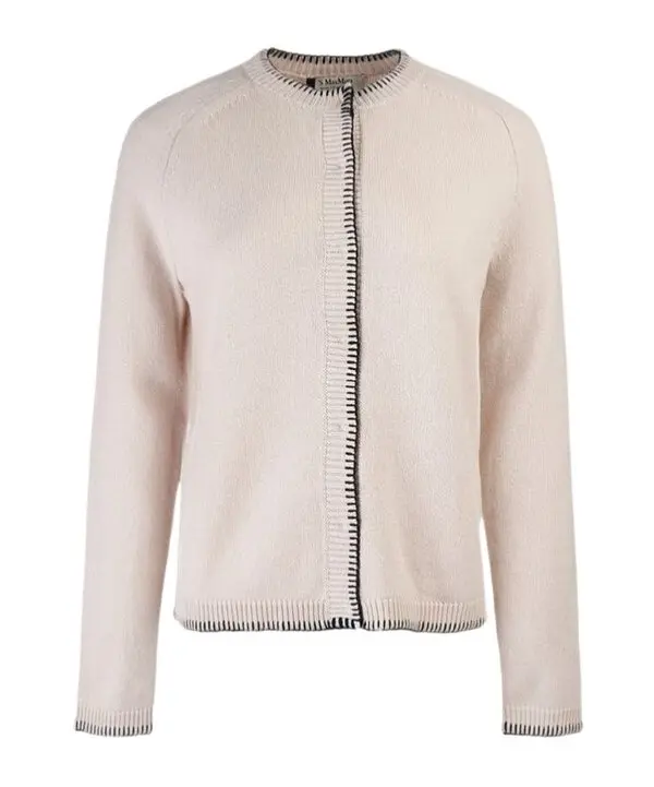 Max Mara Long Sleeve Crew Neck Sweater With Front Closure