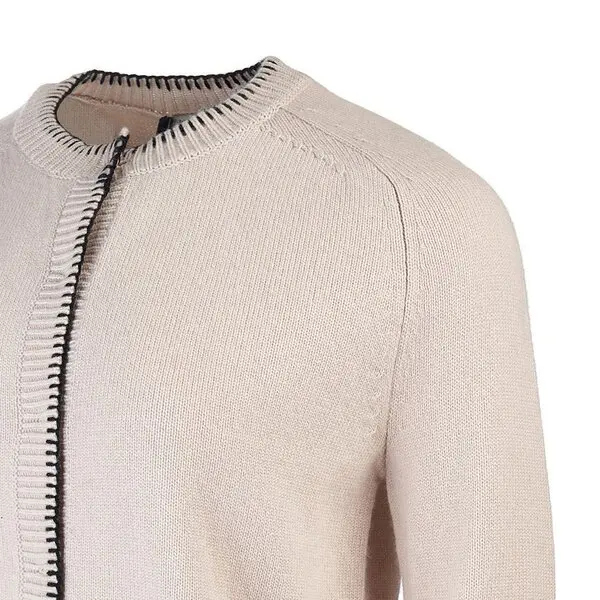 Max Mara Long Sleeve Crew Neck Sweater With Front Closure