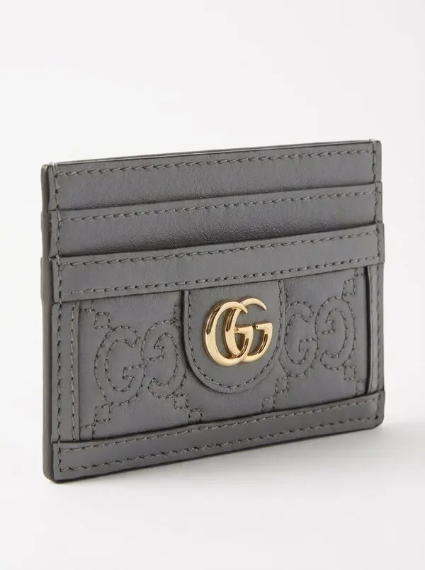 Gucci Gg Matelasse Card Holder - Gray