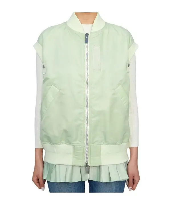 Sacai Padded Waistcoat With Pleated Hem