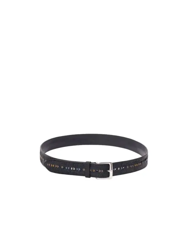 ORTIGNI Blade Symbol Textured Buckle Belt - Black
