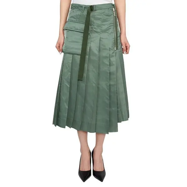 Sacai Pleated Skirt With Belt And Pockets