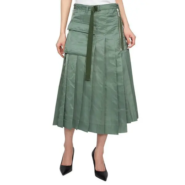 Sacai Pleated Skirt With Belt And Pockets
