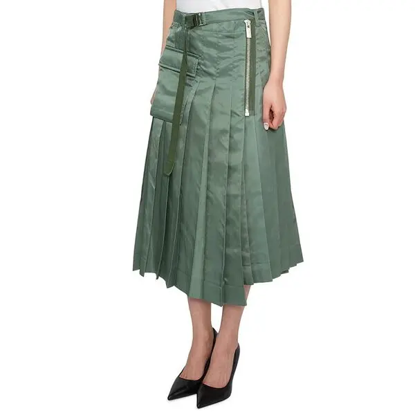 Sacai Pleated Skirt With Belt And Pockets