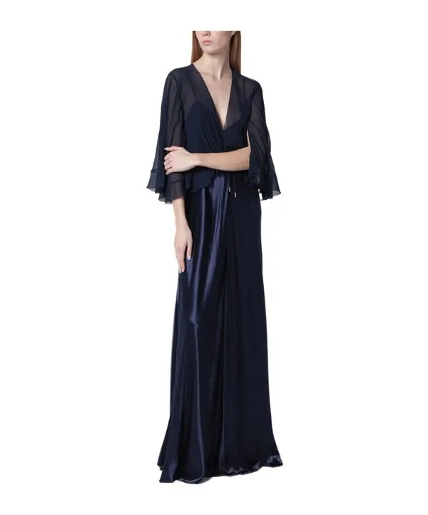 Alberta Ferretti Ruffled V-neck Dress