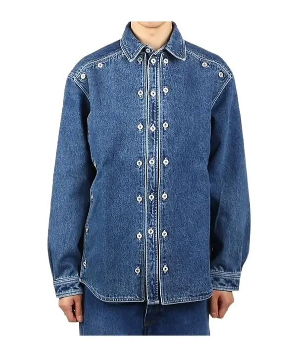 Y/project Shirt47-s24 Navy Button Panel Denim Shirt