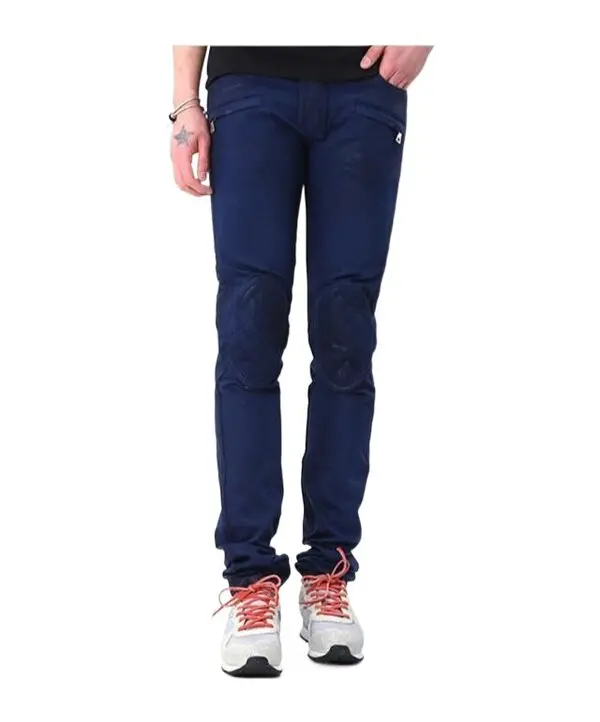 Balmain Quilted Slim Fit Jeans - Blue