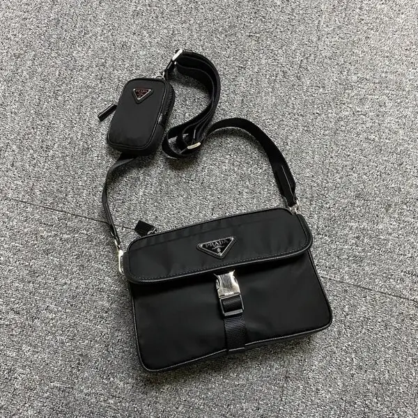 Prada Logo Crossbody Bag - Black