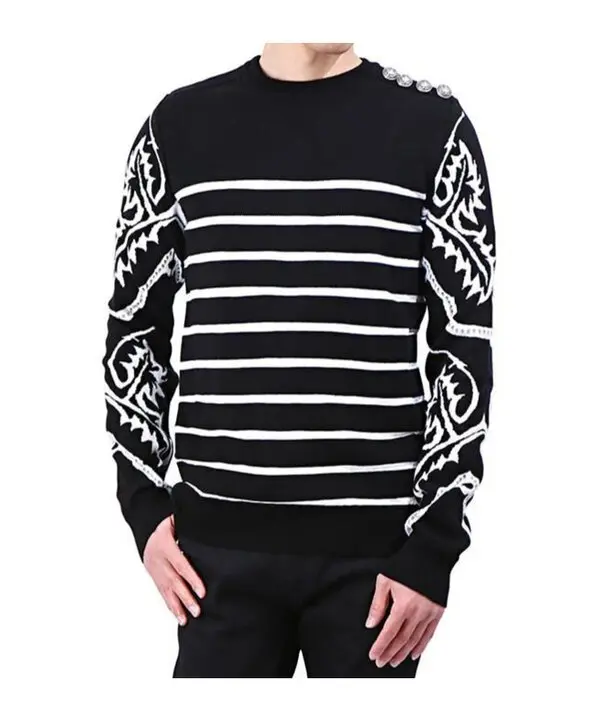 Balmain Long Sleeve Sweater With Graphic Detail