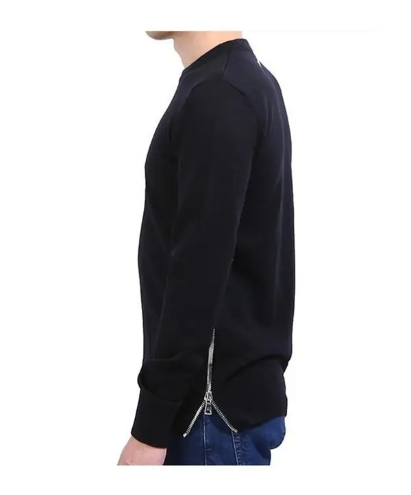 Balmain Long Sleeve Ribbed Sweater With Zip Detail