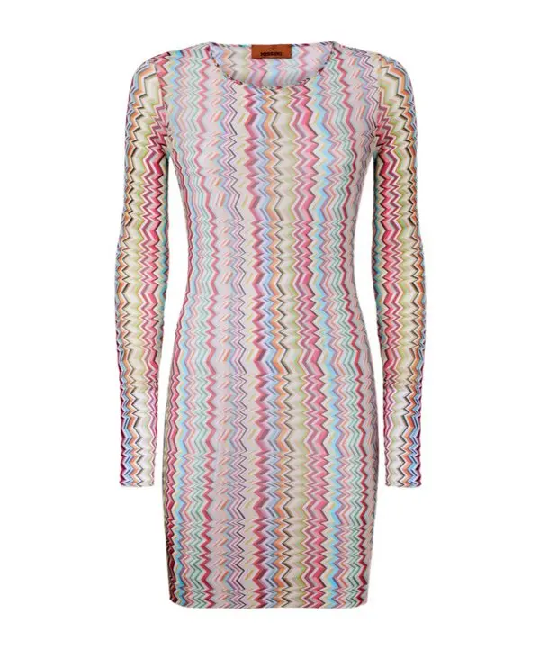 Missoni Chevron-pattern Long Sleeve Mini Dress