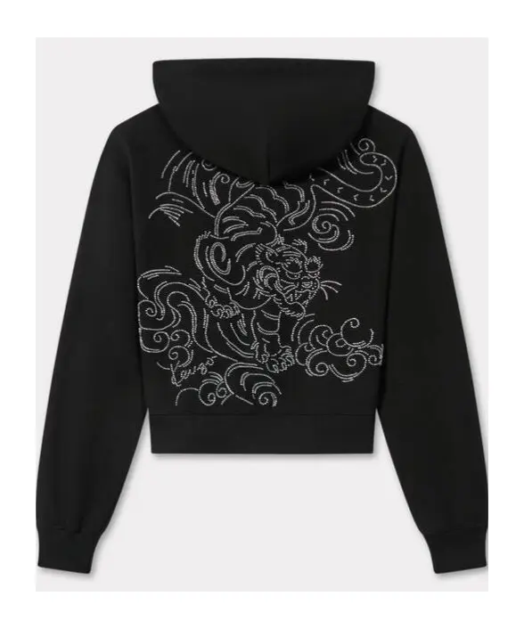 Kenzo Star Tiger Embroidered Cropped Hoodie