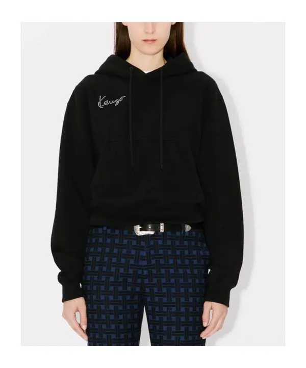 Kenzo Star Tiger Embroidered Cropped Hoodie