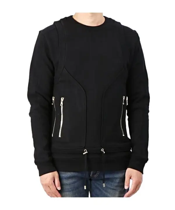 Balmain Long Sleeve Sweatshirt With Ribbed Collar