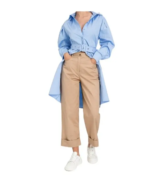 TWINSET Wide-leg Casual Pants With Rolled-up Cuffs