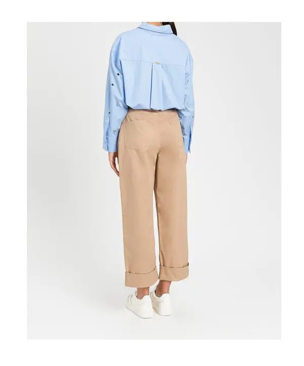 TWINSET Wide-leg Casual Pants With Rolled-up Cuffs