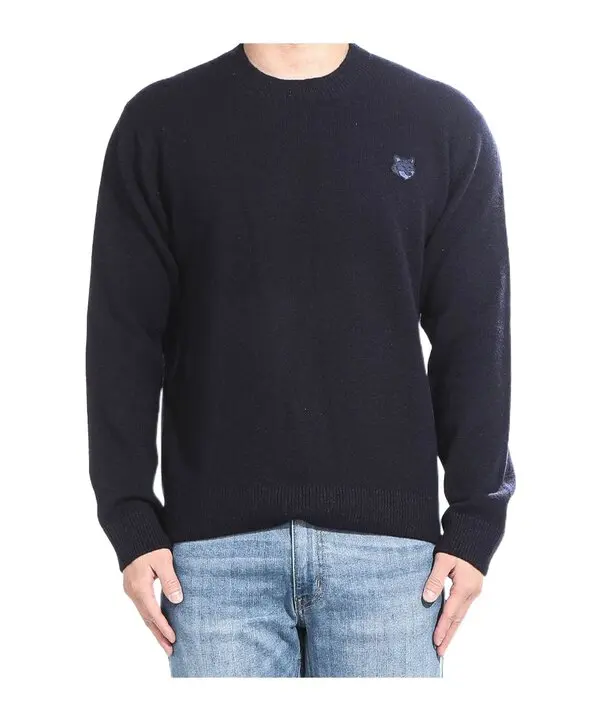 Maison Kitsuné Long Sleeve Crew Neck Sweater - Black