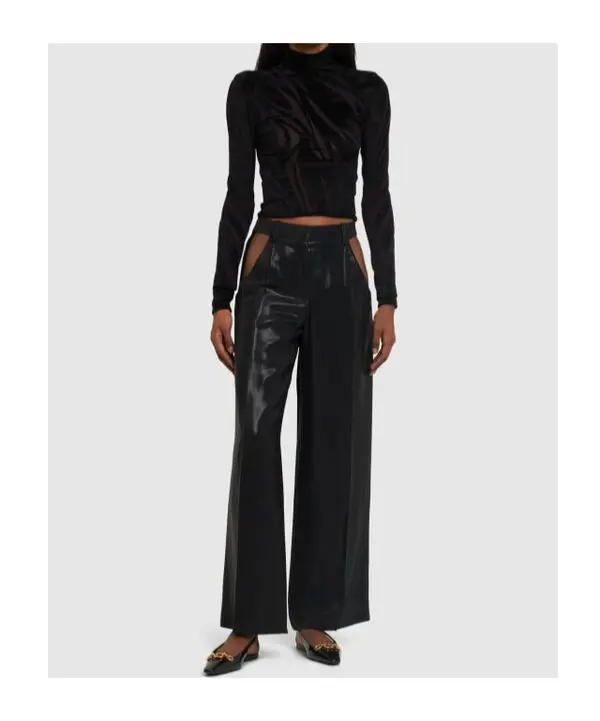MUGLER Shiny Wool Slouch Pants