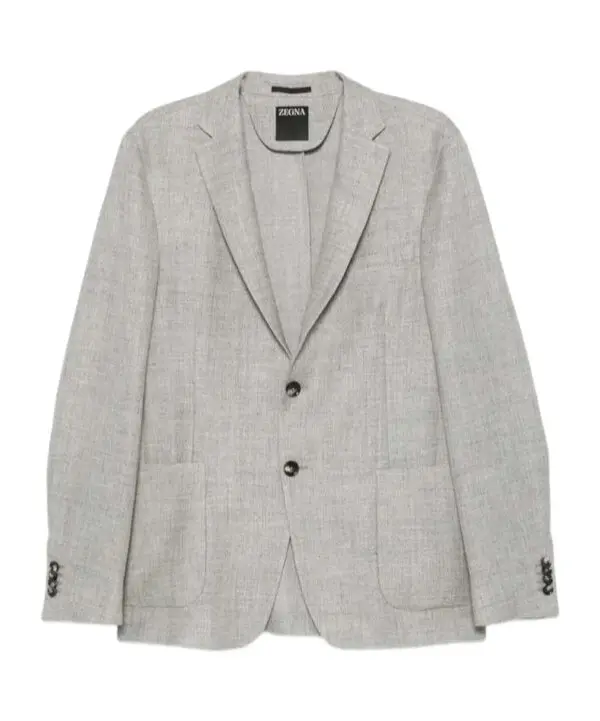 Zegna Notched-lapel Single-breasted Blazer - Grey