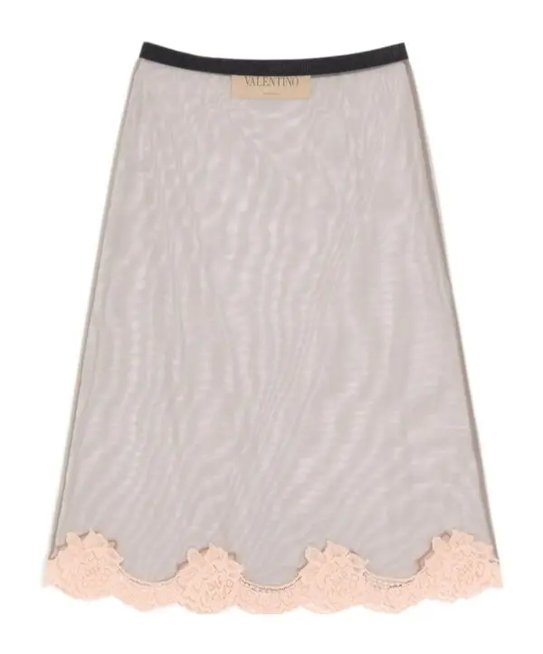 Valentino Garavani Tulle And Lace Trimmed Skirt