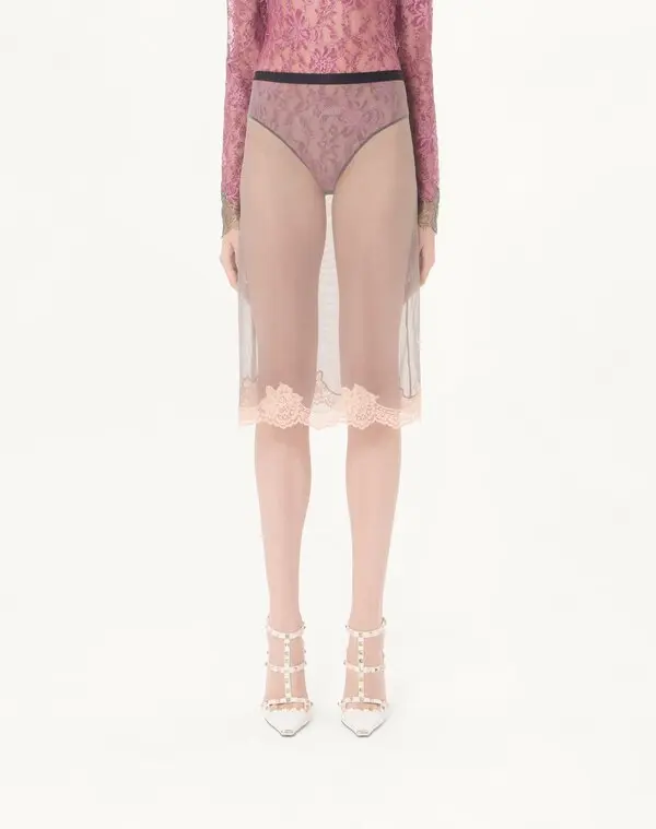 Valentino Garavani Tulle And Lace Trimmed Skirt