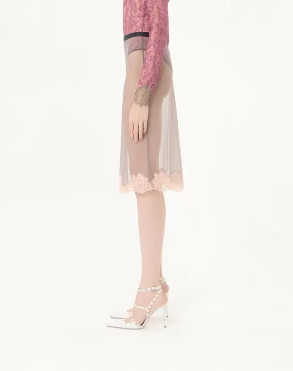 Valentino Garavani Tulle And Lace Trimmed Skirt