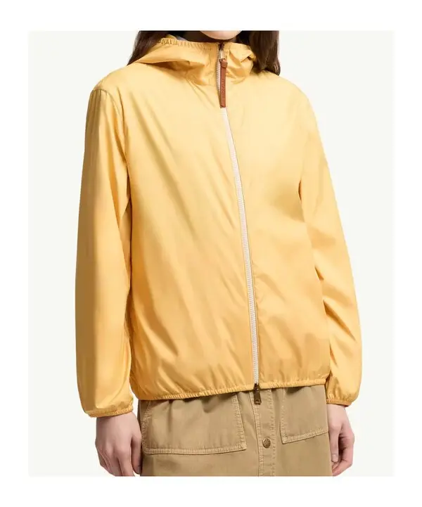 Moncler Zip-up Hooded Jacket With Logo Patch - Yellow