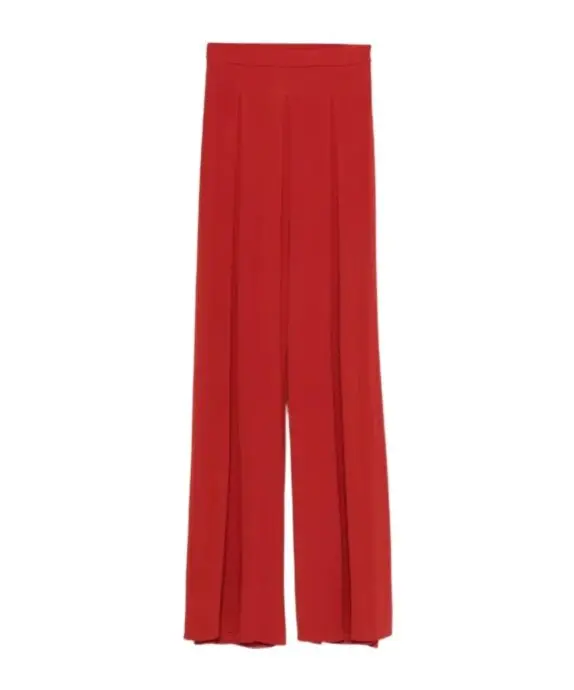 Max Mara Pleated Palazzo Pants - Red