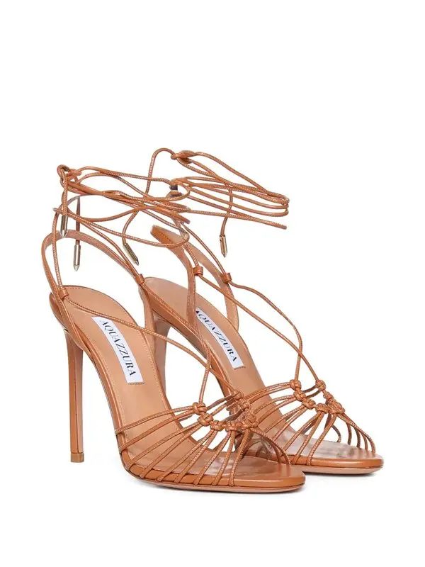 AQUAZZURA Strappy Lace-up Stiletto Sandals - Brown