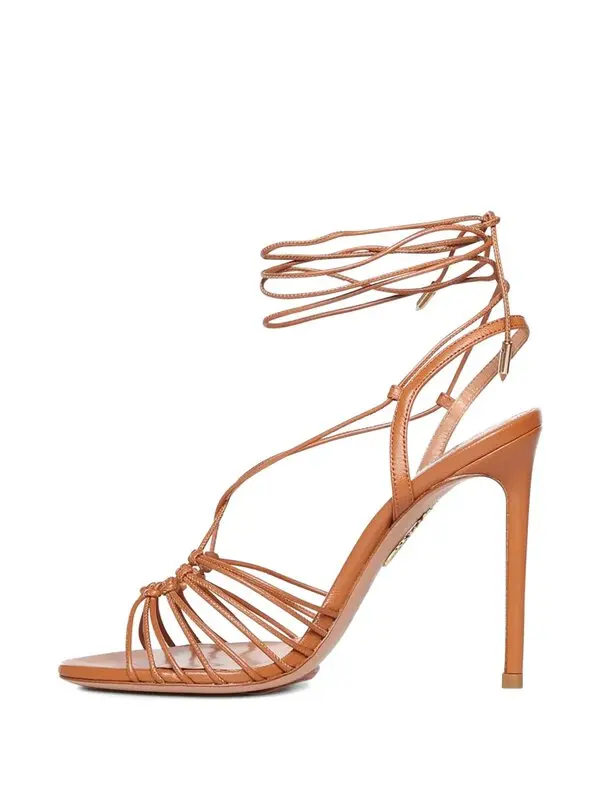 AQUAZZURA Strappy Lace-up Stiletto Sandals - Brown