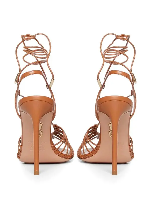 AQUAZZURA Strappy Lace-up Stiletto Sandals - Brown