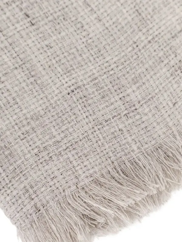 Brunello Cucinelli Embroidered Fringed Scarf - Gray