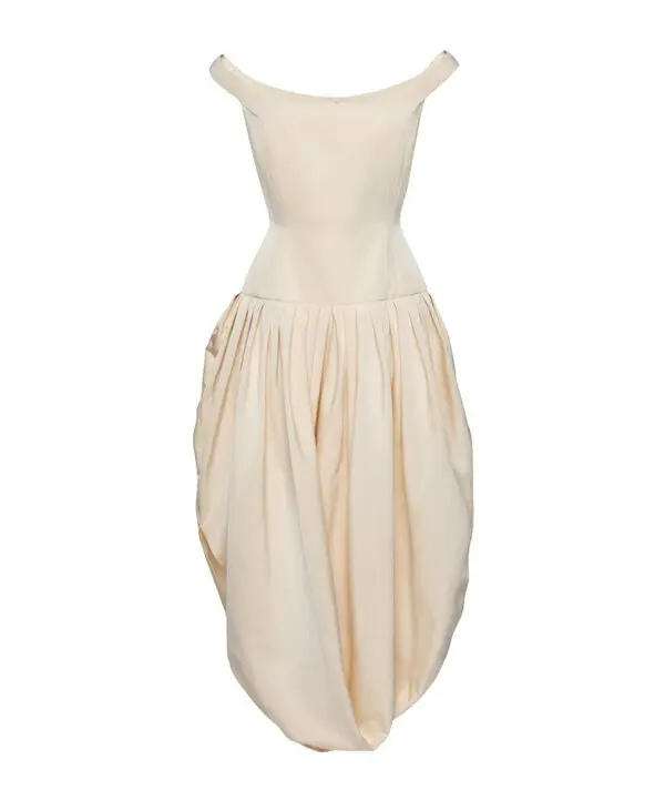 Magda Butrym Off-shoulder Draped Bubble Skirt Dress - Nude