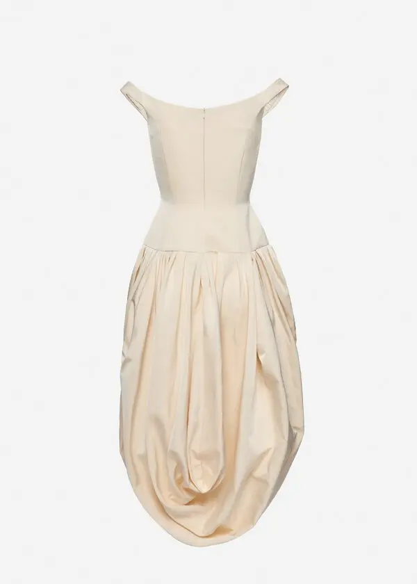 Magda Butrym Off-shoulder Draped Bubble Skirt Dress - Nude