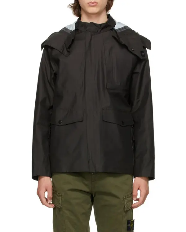 Stone Island Hooded Long-sleeved Rain Jacket