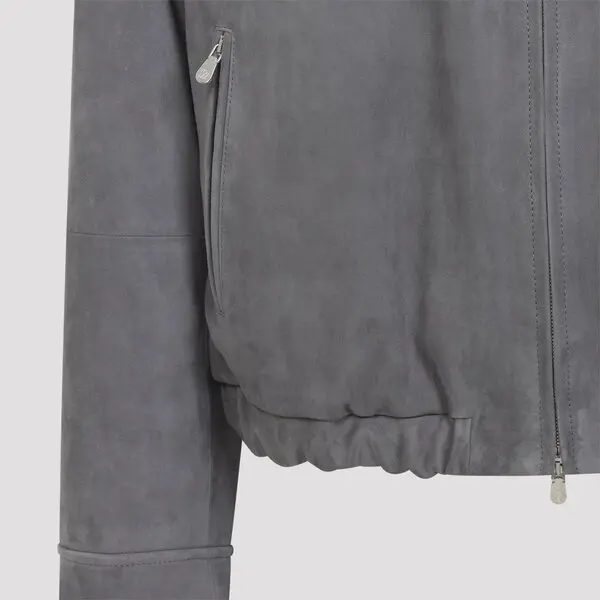 Brunello Cucinelli Suede Zip Jacket - Gray
