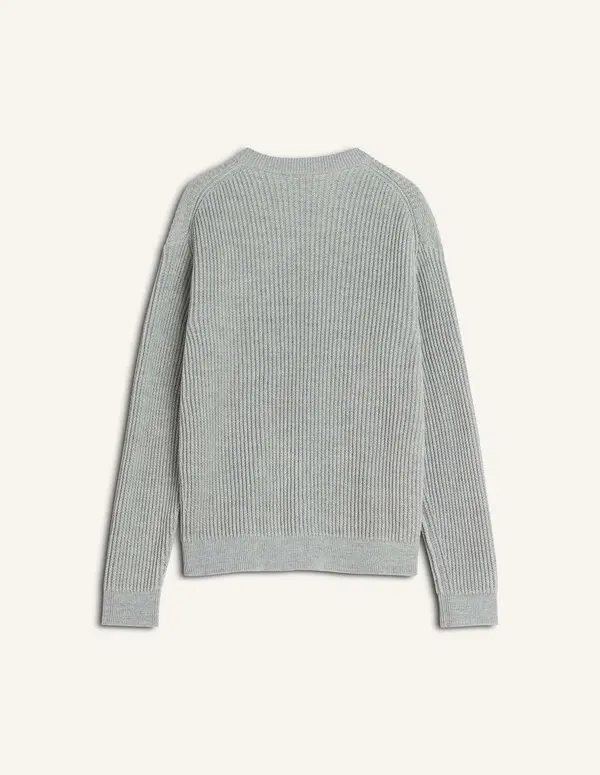 Maison Kitsuné Long Sleeve Knitwear With Embroidered Fox Head Patch