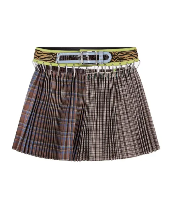 CHOPOVA LOWENA Waist-cinching Plaid Mini Skirt