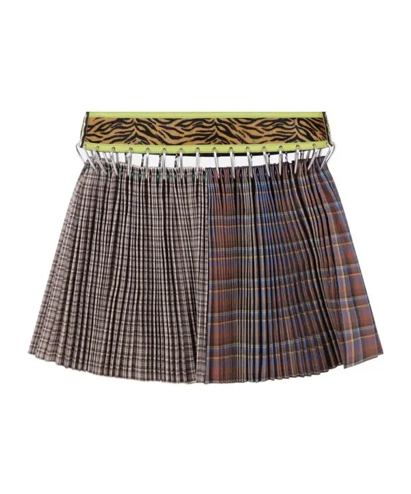 CHOPOVA LOWENA Waist-cinching Plaid Mini Skirt