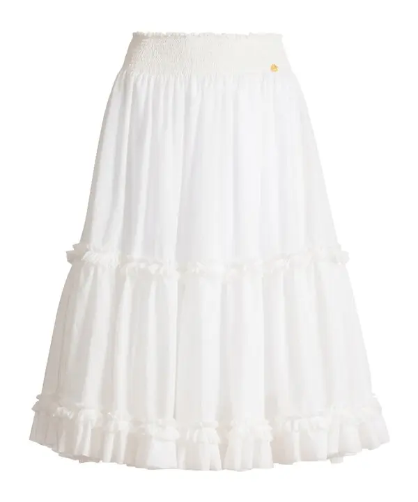 Balmain Long Gathered Ruffle Skirt