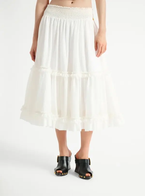 Balmain Long Gathered Ruffle Skirt