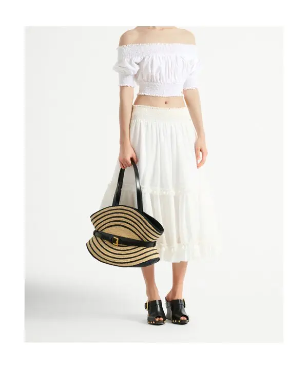 Balmain Long Gathered Ruffle Skirt